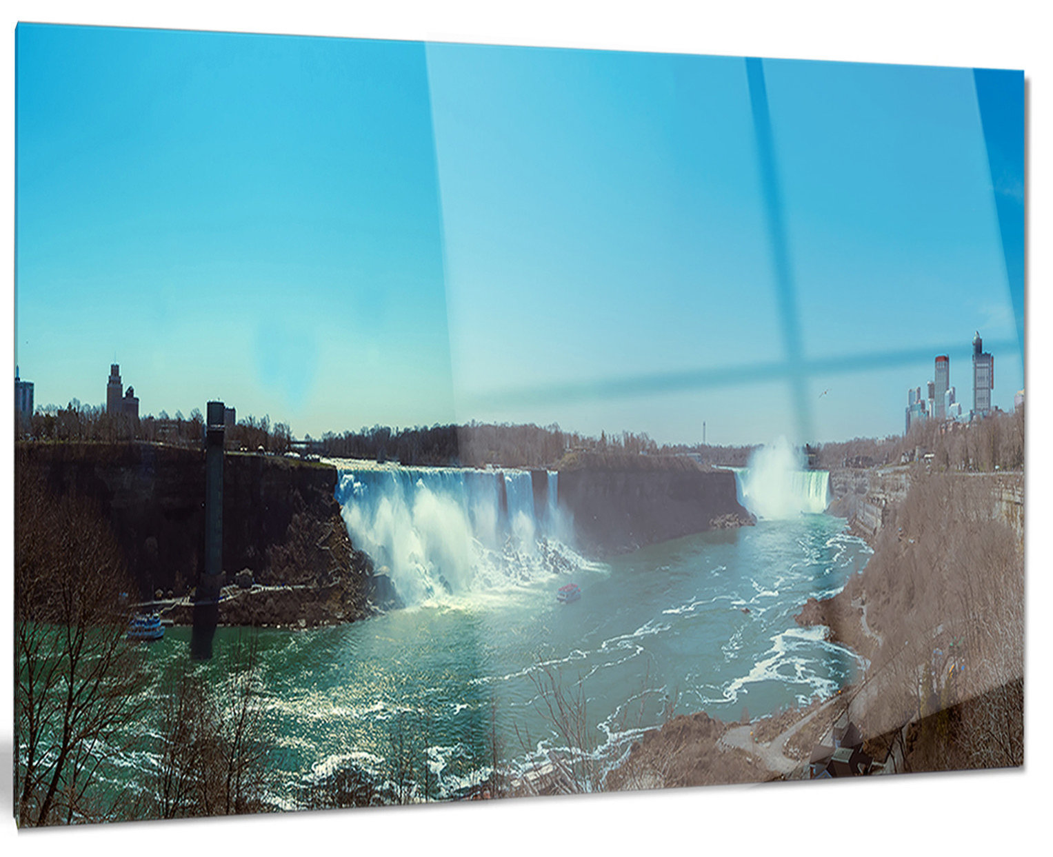 "Niagara Falls Viewed from Canada" Metal Wall Art, 28"x12" - Rustic ...