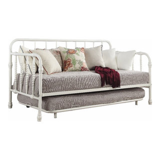 Coaster Marina Transitional Twin Metal Daybed with Trundle in White ...