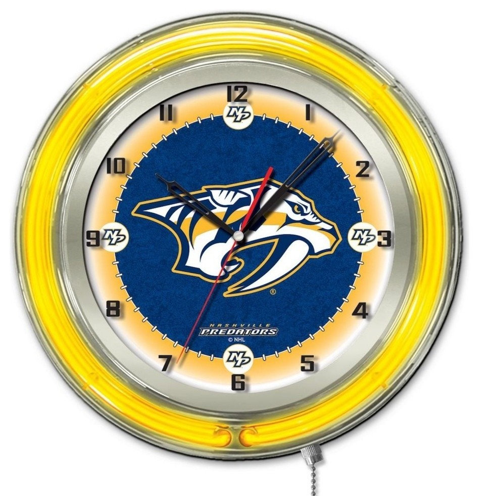 Nashville Predators 19" Neon Clock - Contemporary - Wall Clocks - by ...