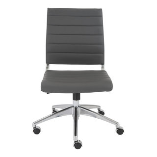 Axel Low Back Office Chair Witho Armrests, Gray With Aluminum Base ...