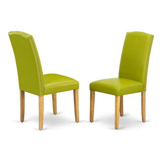 Set of 2 Encinal Parson Chair-Oak Leg, Pu Leather Autumn Green ...