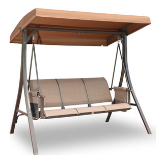 Modern Patio Swing, Metal Frame With 3 Person Seat and Adjustable ...