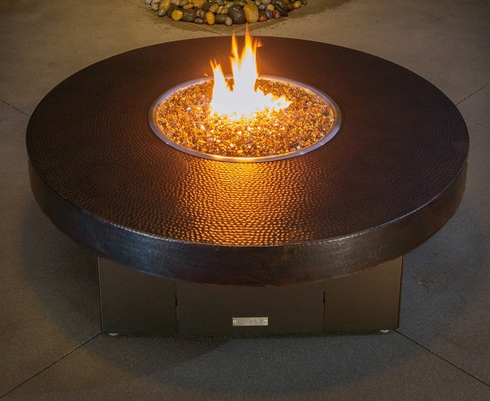 Hammered Copper Round Fire Pit Table, 48x17, Propane/ Natural Gas ...
