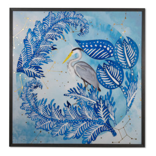 Blue Heron, 48" X 48", Charcoal Frame - Beach Style - Prints And ...