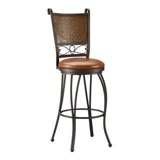 Bronze with Muted Copper Stamped Back Bar Stool - Traditional - Bar ...