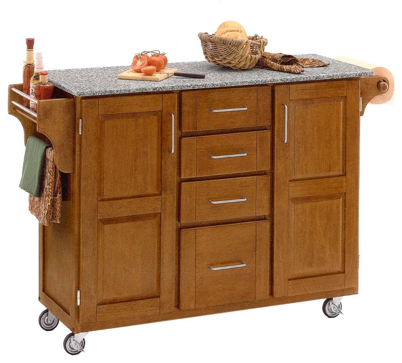 Large Kitchen Cart, Spacious Cabinets and Drawers With Salt/Pepper ...