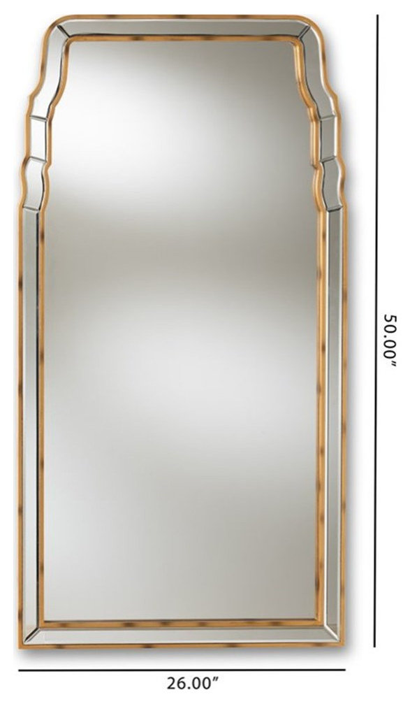 Baxton Studio Alice Queen Anne Style Decorative Wall Mirror in Gold ...