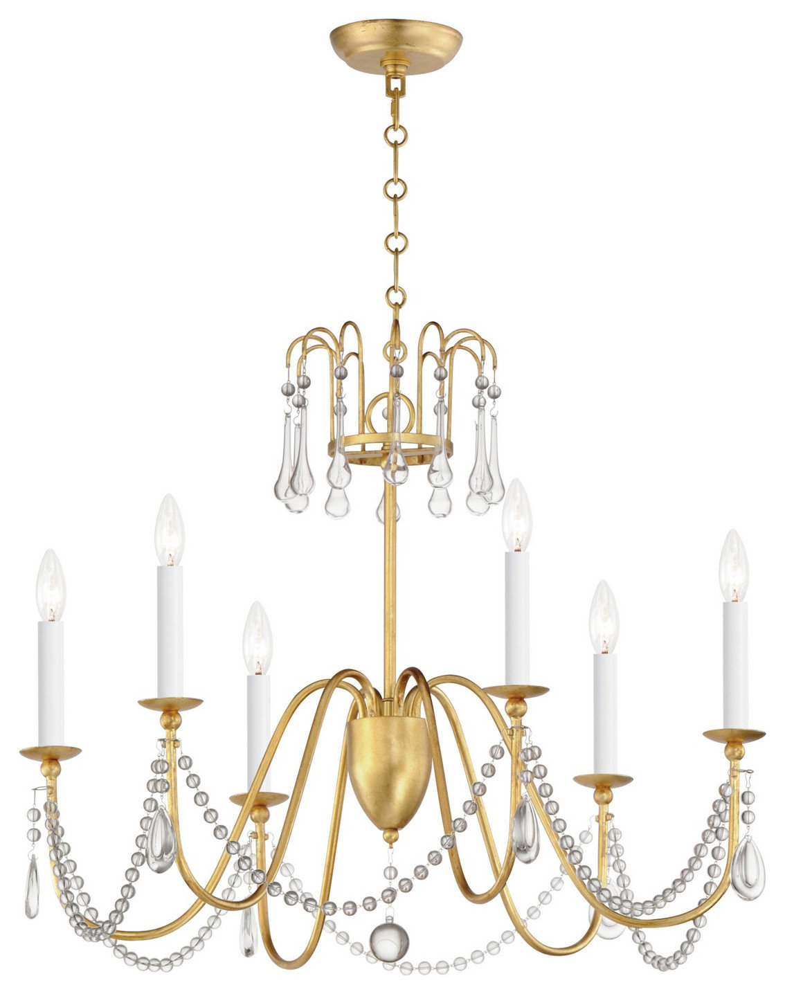 Plumette 6-Light Chandelier, Gold Leaf - Traditional - Chandeliers - by ...