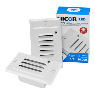 NICOR LED Step Light W/ Photocell Sensor/Vertical Faceplate, White ...