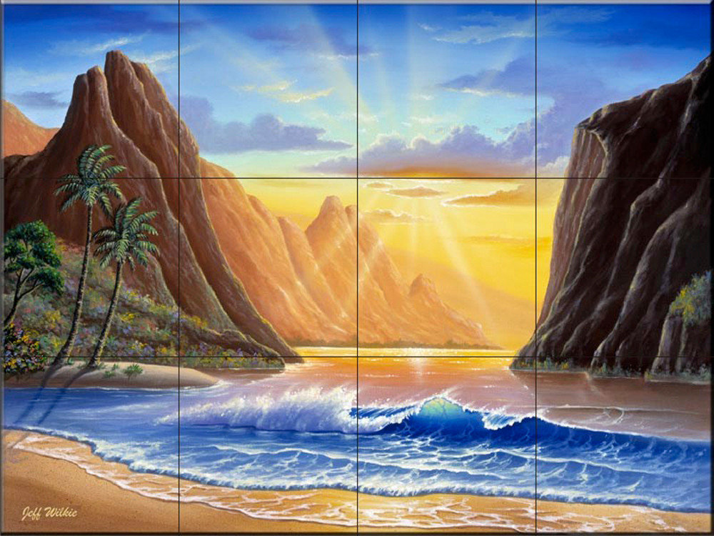 Tile Mural, Mountain Sunrise by Jeff Wilkie, 24" x 18" (12 Tiles ...