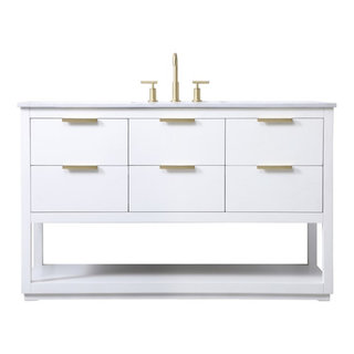 Elegant Lighting Larkin 54" Single Vanity Sink, White - Bathroom ...