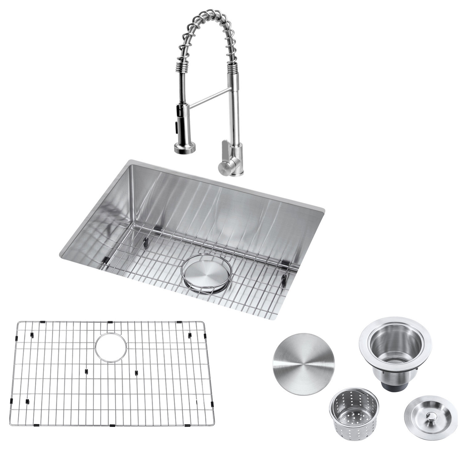 23"Undermount Kitchen Sink and Faucet Drain AssemblyandStrainer, Bottom ...