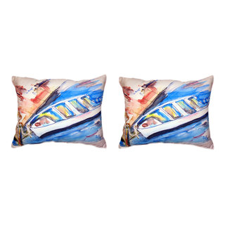 Pair Of Betsy Drake Rowboat at Dock No Cord Pillows 16 X 20, One Size ...