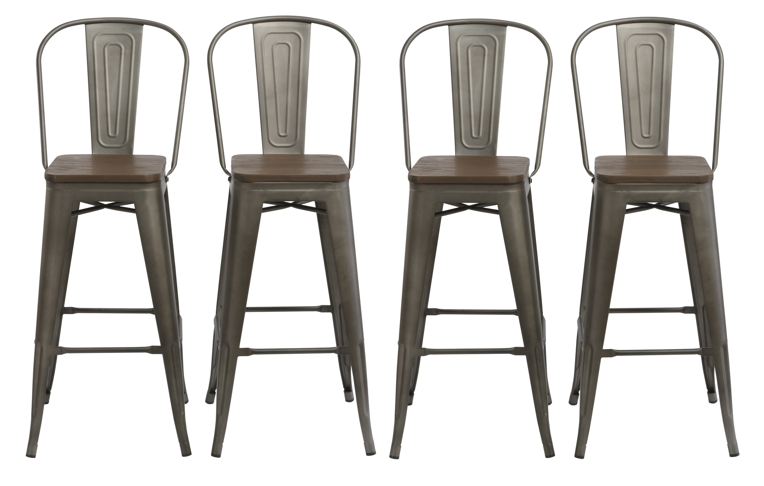 Tradd Metal and Wood Bistro Counter Stools, Set of 4, Distressed, 24 ...