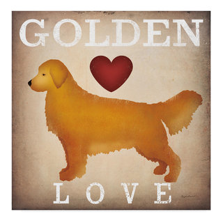 Ryan Fowler 'Golden Dog Love I' Canvas Art, 24"x24" - Contemporary ...