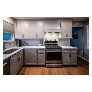 Two-Tone Neutral Kitchen with Quartz Countertop and Soho Picket ...