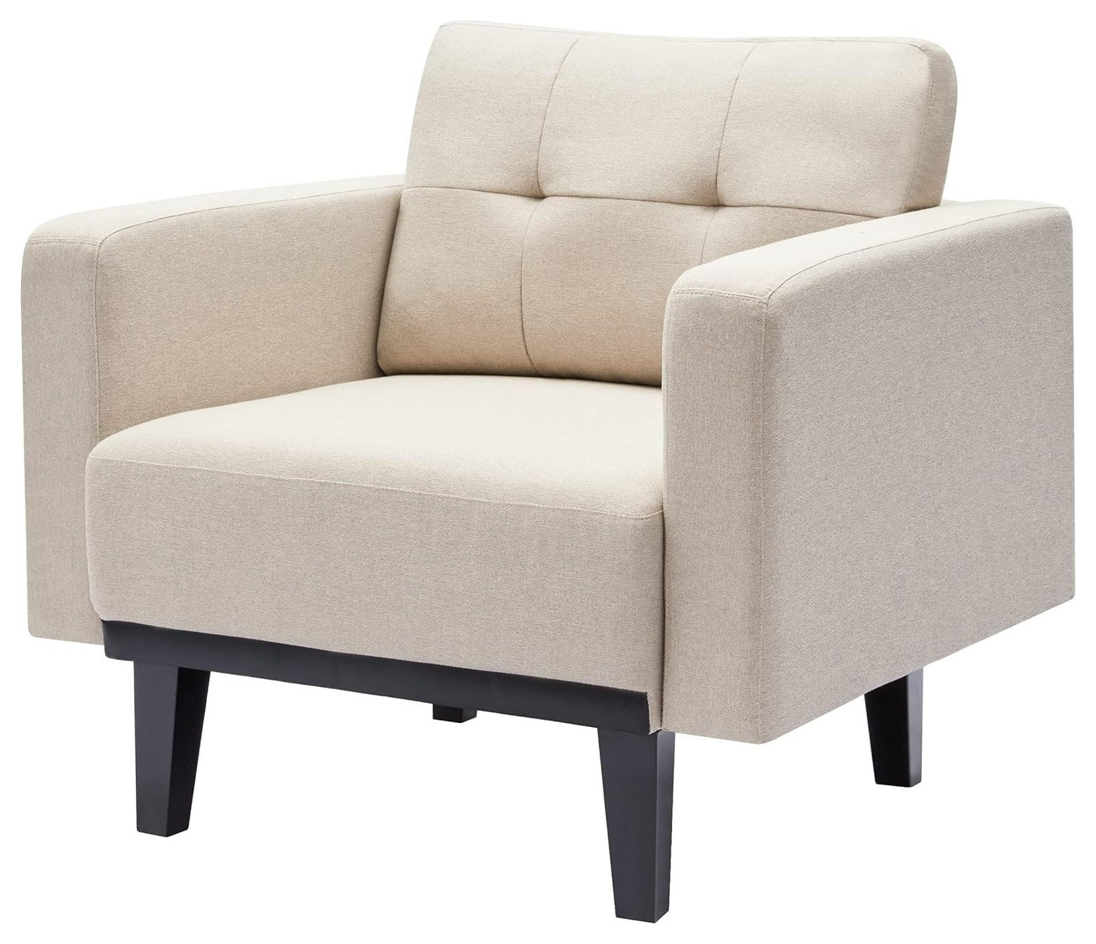 Mid-Century Style Accent Chair With Tufted Backrest & Wooden Frame ...