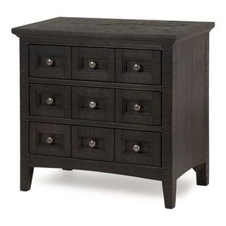 Maklaine Modern Relaxed Traditional Graphite 3 Drawer Nightstand ...
