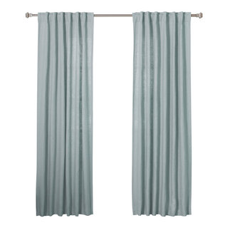 Textured Linen Curtains Back Tab/Rod Pocket, 96" - Contemporary ...