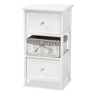 White Finished Wood 2-Drawer Storage Unit With Baskets - Transitional ...