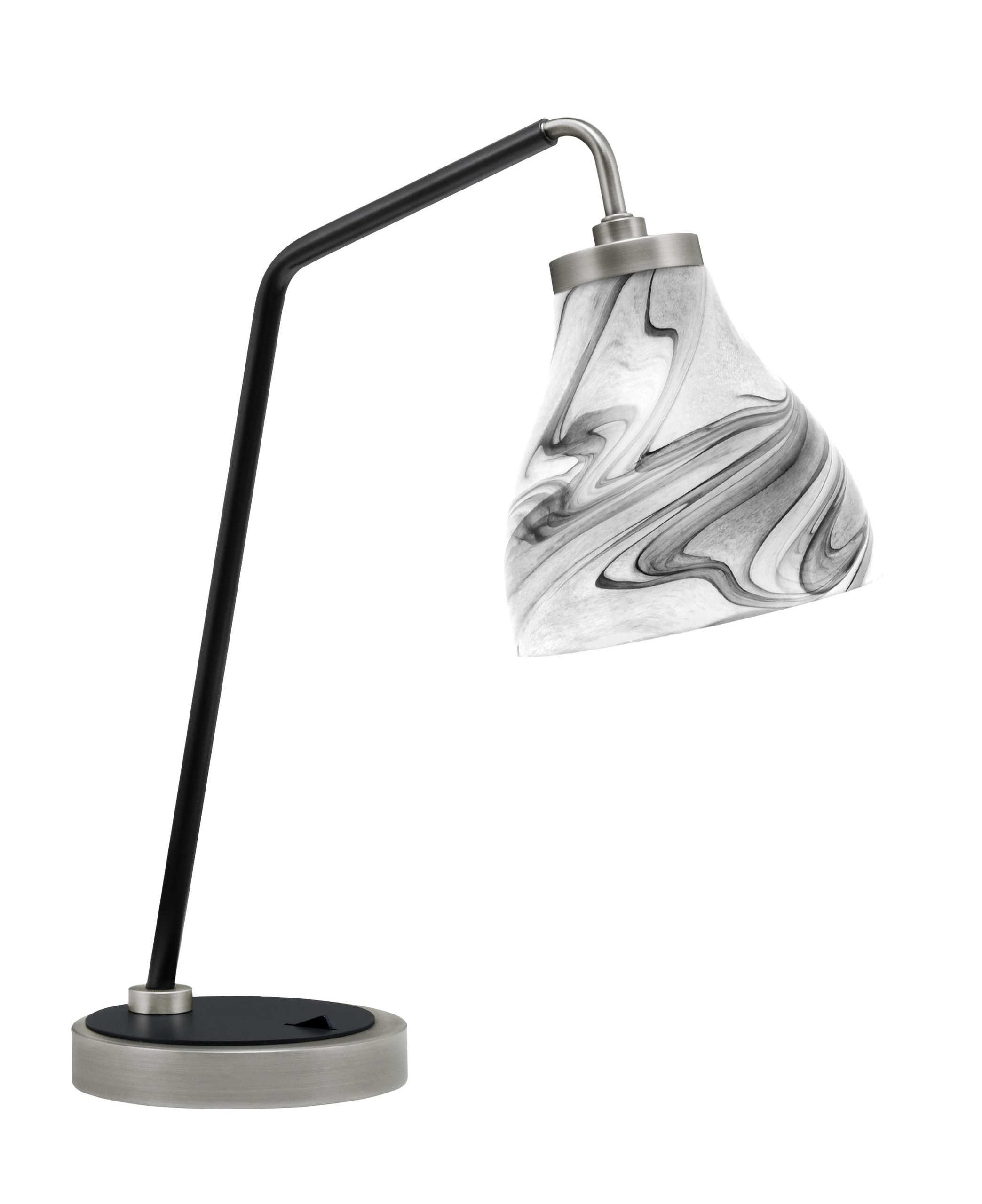 1-Light Desk Lamp, Graphite/Matte Black Finish, 6.25" Onyx Swirl Glass ...