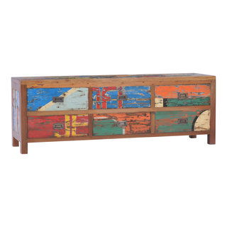 Dresser / Buffet with 6 Drawers made from Recycled Teak Wood Fishing ...
