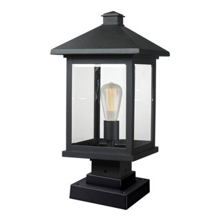 Portland 1-Light Outdoor Pier Mounted Fixture Light In Black, 9.500 ...