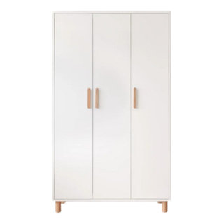 Solid Wood small Wardrobe, White 3-Door Wardrobe With Legs 46.5x19.7x78 ...