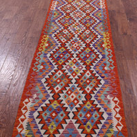 Wool On Wool Reversible Kilim Flat Weave Runner Rug 2' 7" X 13' 5 ...