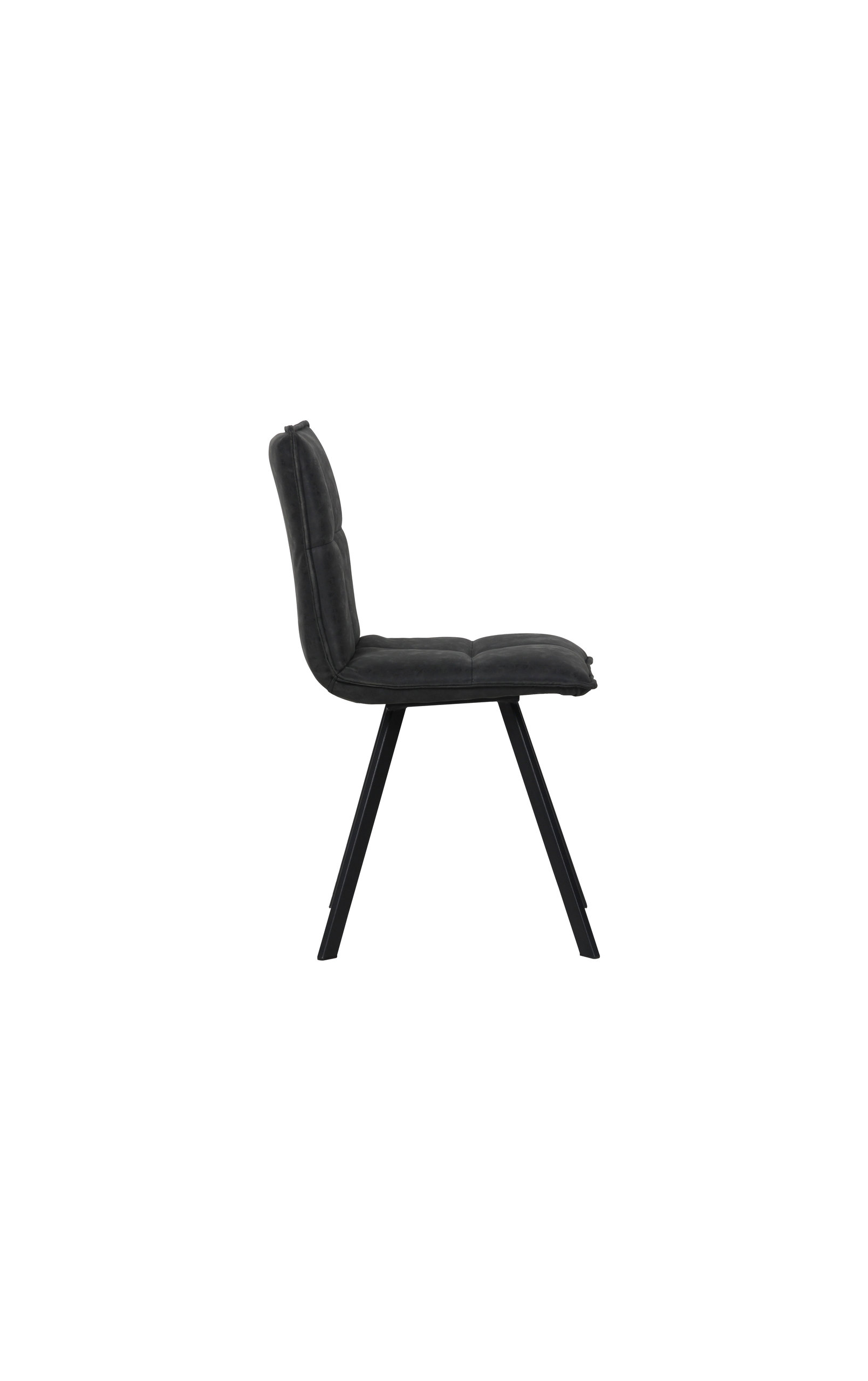 Wesley Modern Leather Dining Chair, Metal Legs Set of 4, Charcoal Black ...