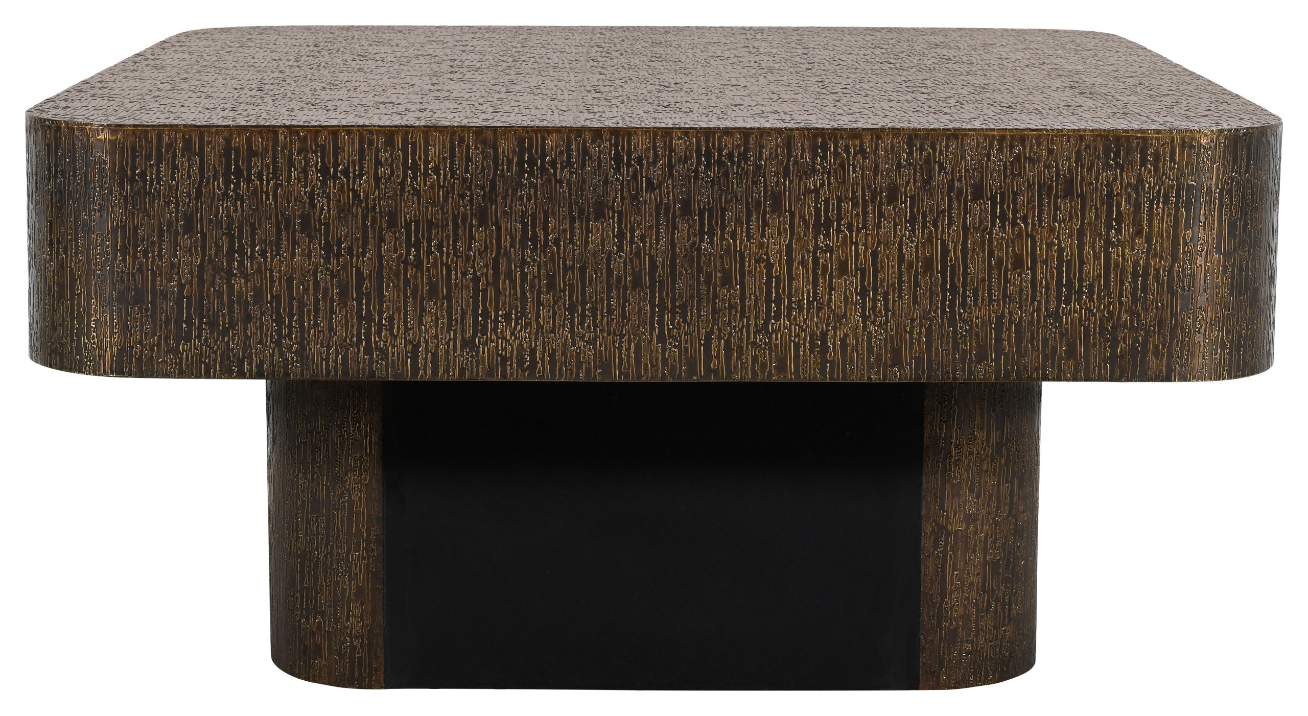 Landon Cocktail Table in Contemporary Stamped Brass Cladding on Solid ...