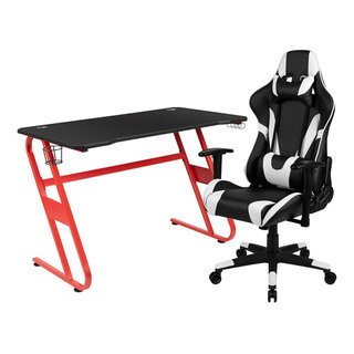 Gaming Desk and Reclining Gaming Chair Set with Cup Holder and ...