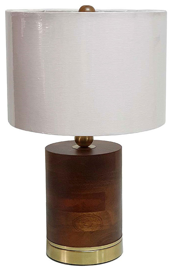 Mango Wood Table Lamp with Shade D13x20" - Transitional - Table Lamps ...