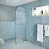 30"x86.75" Frameless Shower Door, Arched Fluted Single Fixed Panel ...