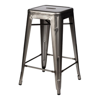 Bastille Metal Stacking Counter Stool, Indoor/Outdoor - Industrial ...
