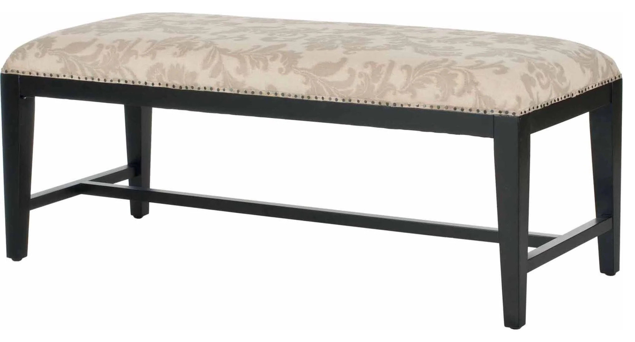 Classic Rustic Upholstered Bench, Taupe/Beige, Padded Linen Seat ...