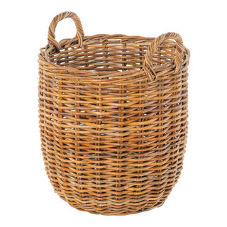 Lacak Round Rattan Decorative Storage Basket with Handles, Small ...