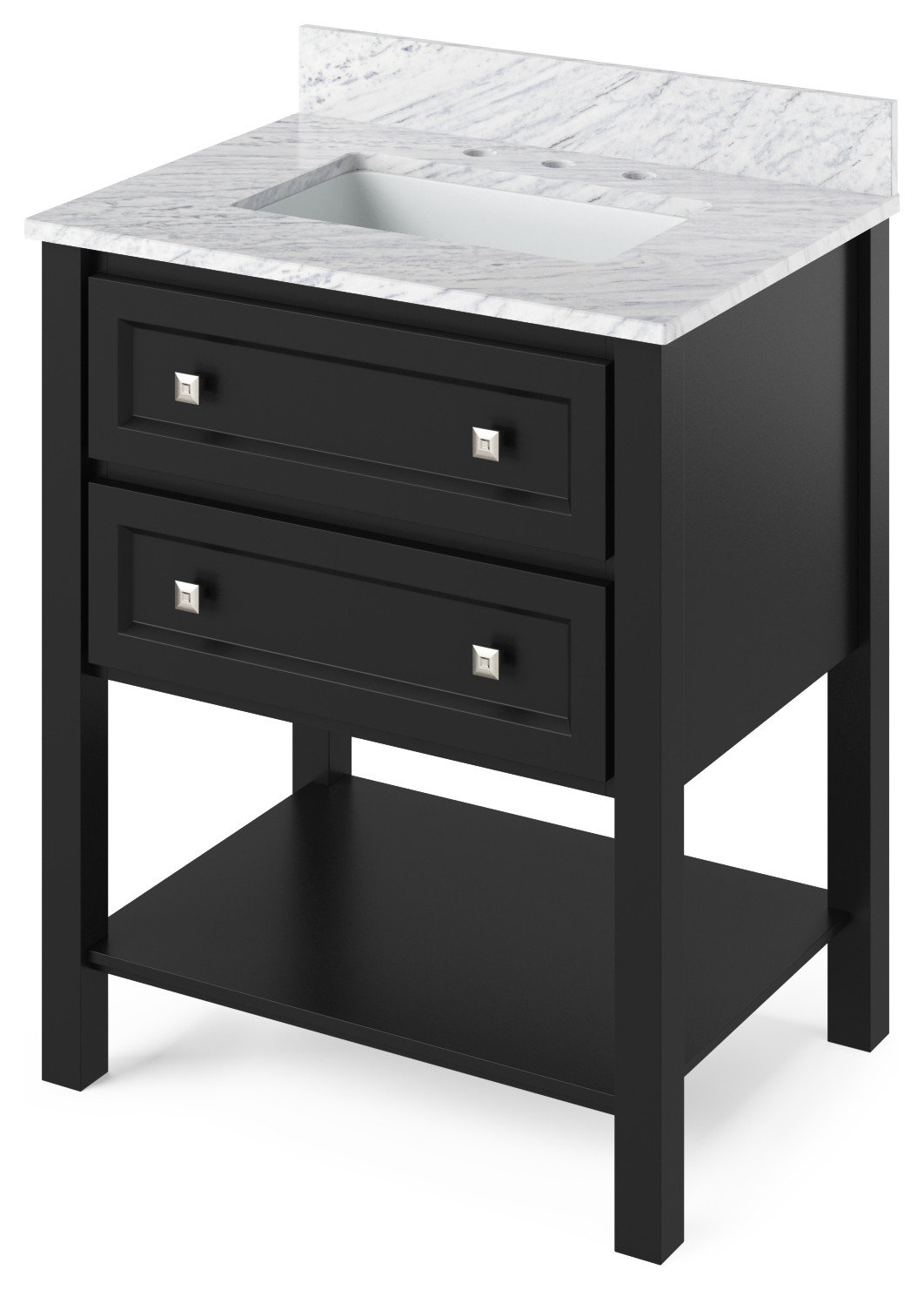 30" Black Adler Vanity, White Carrara Marble Vanity - Transitional ...