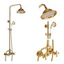 Luxury Gold Rainfall Bath Shower Faucet Set Tub Spout Mixer Tap - Transitional - Showerheads And ...