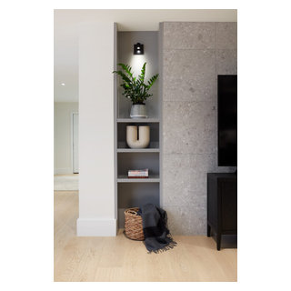 Basement Lounge with Inset Wall Niche Display - Modern - Basement ...