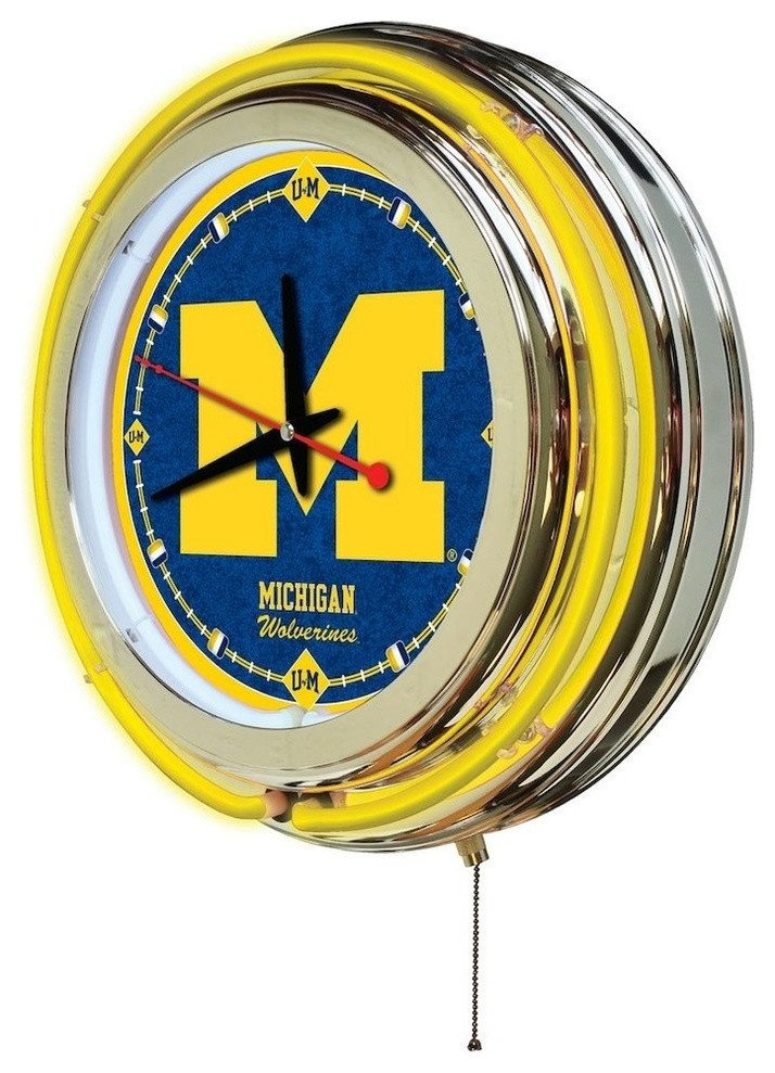Michigan Neon Clock - Contemporary - Wall Clocks - by Bison Commerce ...