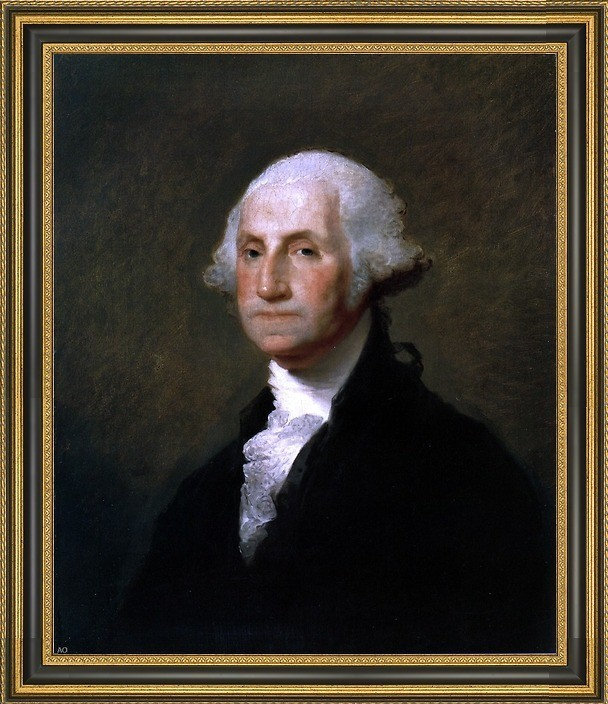 Gilbert Stuart George Washington Framed Premium Canvas Print, 16"x20 ...