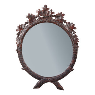 Round Oak Leaf Mirror - Rustic - Wall Mirrors - by Lodgeandcabins | Houzz