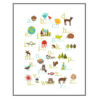 Nature Themed English Alphabet 18x24 Wall Art Poster - Contemporary ...