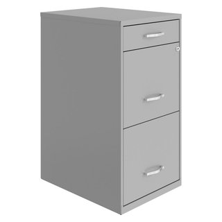 Pemberly Row 3-Drawer Modern Metal Organizer File Cabinet in Gray ...