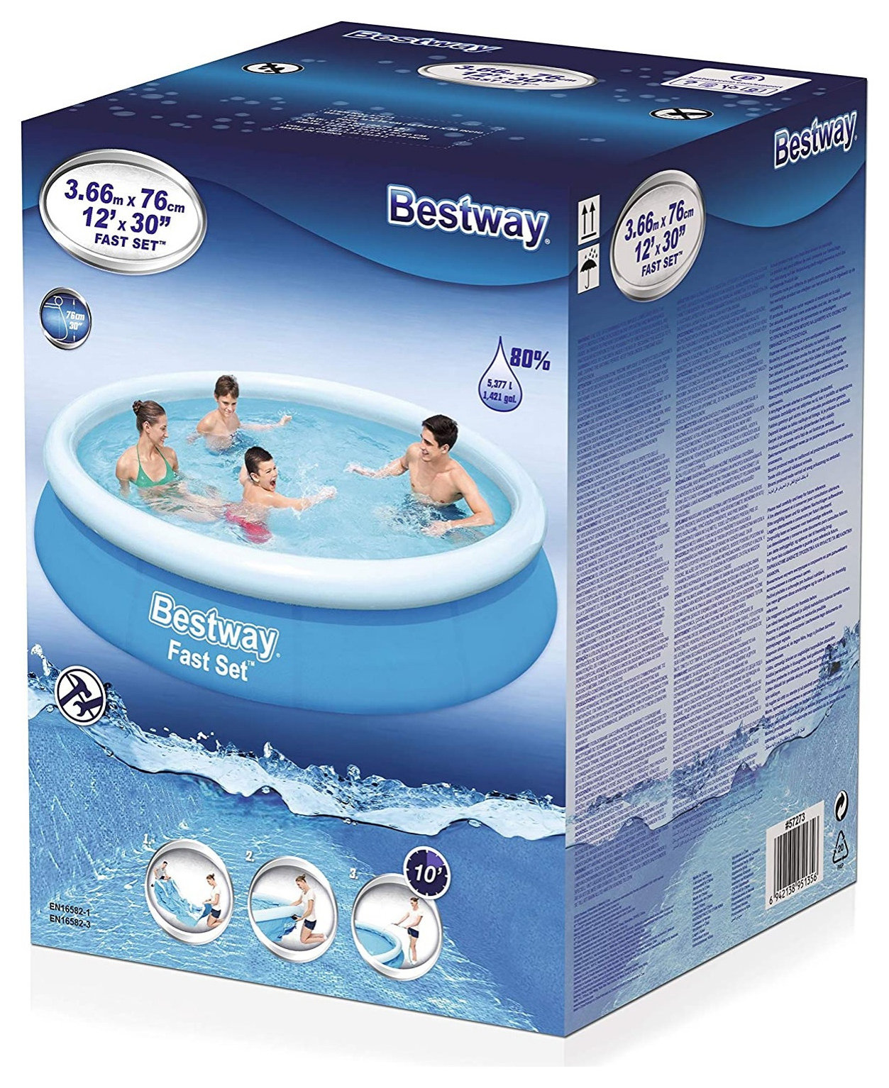 12ft Round Inflatable Easy Set Kids Swimming Pool with Filter Pump ...