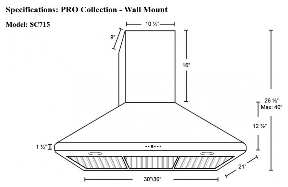 Cyclone High-Powered Stainless Steel Wall-Mount Range Hood Pro ...