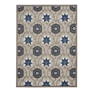 Nourison Aloha Machine Made Area Rugs, Gray/Blue 7'10"x10'6", 7'10"x10 ...