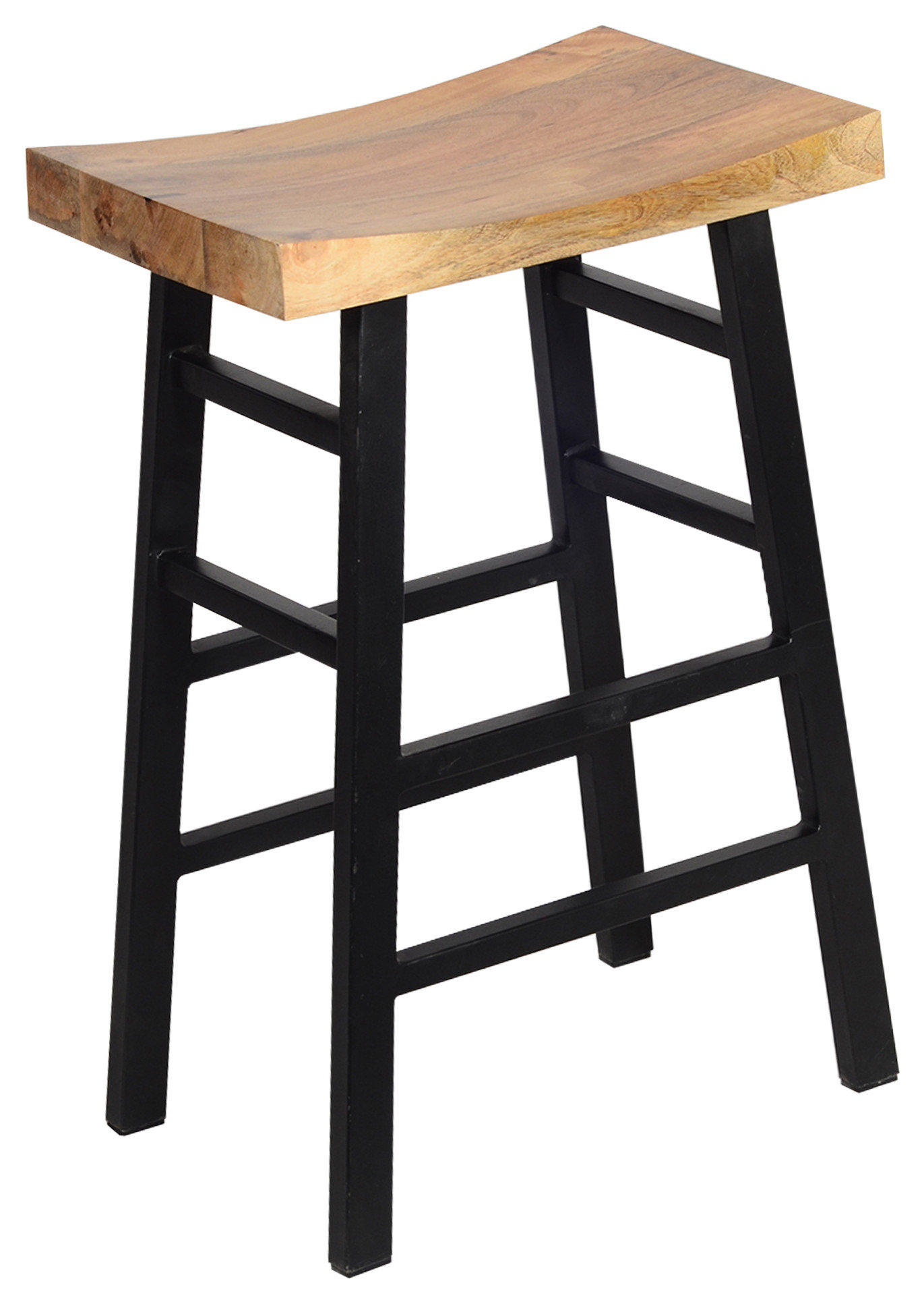 The Urban Port Wooden Saddle Seat 30" Barstool With Ladder Base, Brown ...