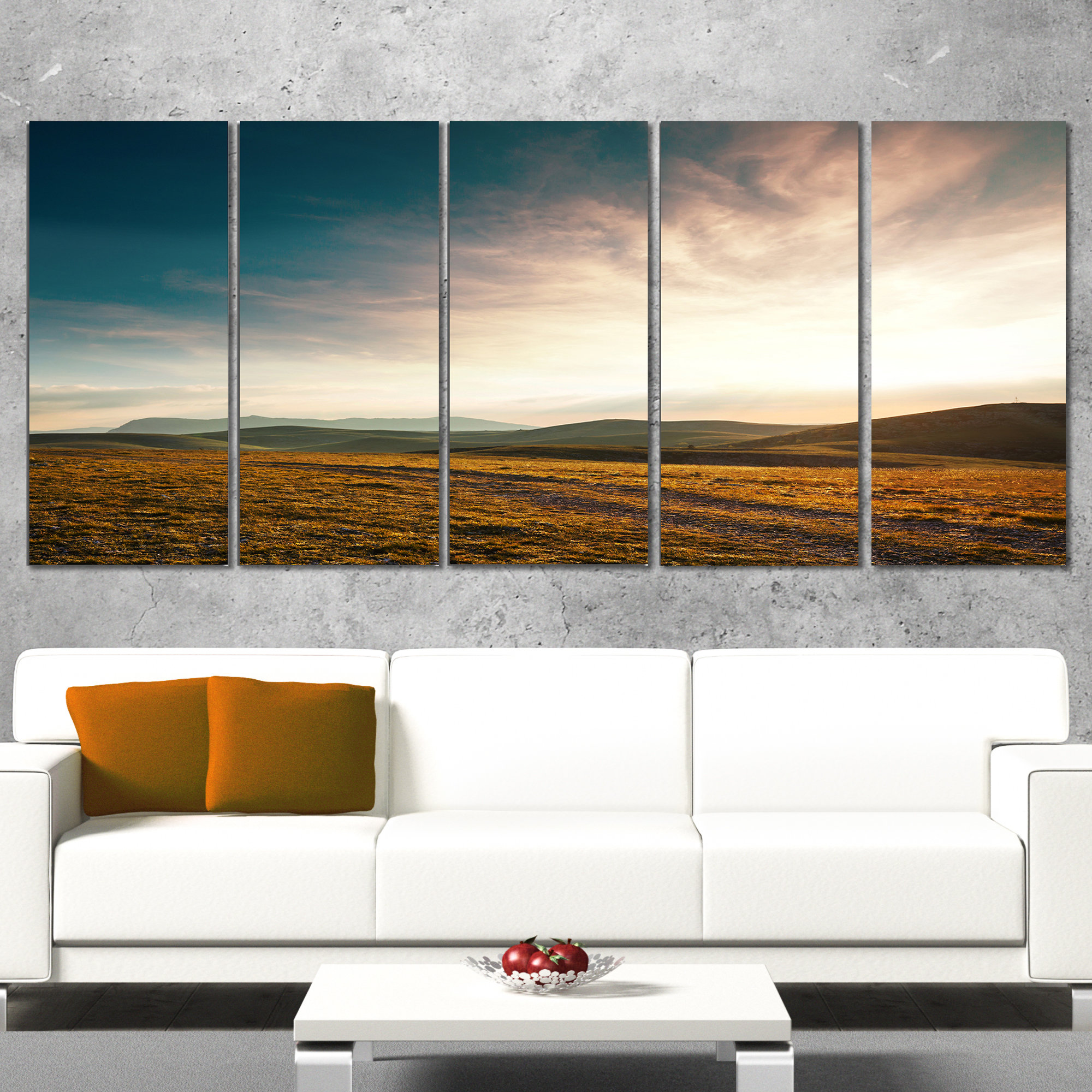Pathway over Mountains At Sunset, Multipanel Landscape Canvas Art, 60 ...
